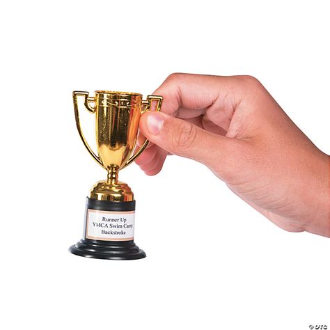 4 Personalized Mini Classic Goldtone Plastic Trophy Cups 24 Pc