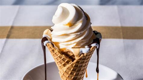 Premium Photo Vanilla Soft Ice Cream Waffled Cone