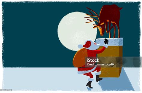 산따 클라우스 및 순록 크리스마스에 대한 스톡 벡터 아트 및 기타 이미지 크리스마스 굴뚝 12월 Istock