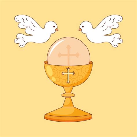 비둘기와 성배 만화 코퍼스 크리스티 만화 일러스트 레이 션 프리미엄 벡터