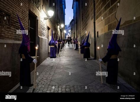Penitents Carry Candles In The Procession Of Jesus The Poor And Mary
