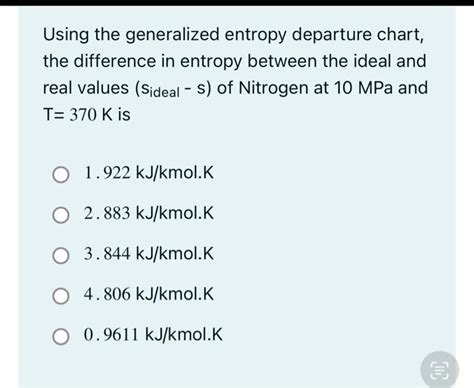 Solved Using The Generalized Entropy Departure Chart The