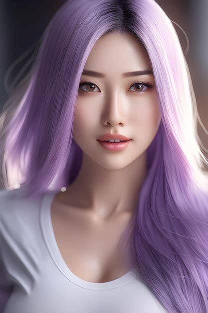 Premium Ai Image Stunning Beauty Woman With Violet Hair