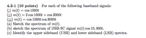 Solved For Each Of The Following Baseband Signals M T Chegg