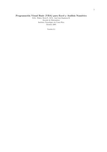 Programación Visual Basic Vba Para Excel Y Análisis Tec Digital