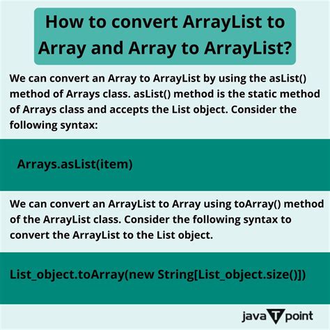 how to convert arraylist to array and arraylist tpoint tech posted