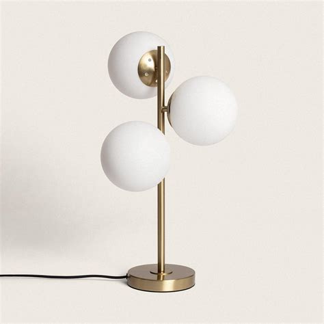 Ledkia Lampe à Poser Métal Et Verre Moonlight Brass 3 Spots