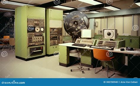 Revolutionary Computing Era 1960s Lab With Room Filling Computer