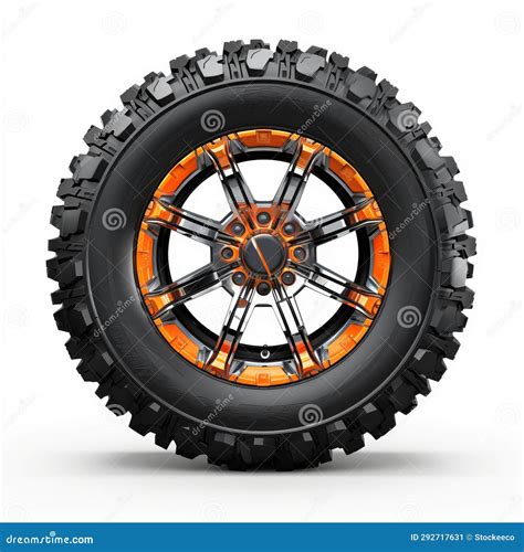 Highly Detailed Realism Atv Wheel Design With Orange Spokes Stock