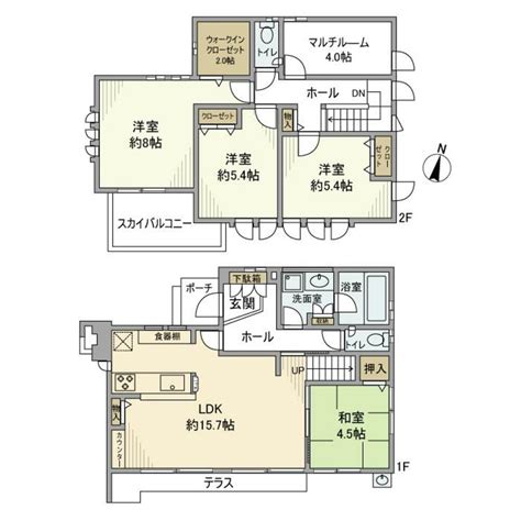 高崎線 上尾駅 地上2階建て 築11年 埼玉県上尾市大字平塚 98万円／4ldk 和室45 洋室54 洋室54 洋室8 Ldk15