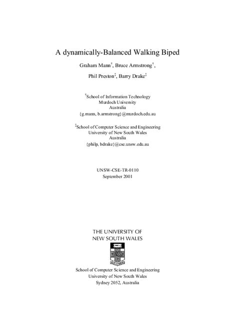Pdf A Dynamically Balanced Walking Biped