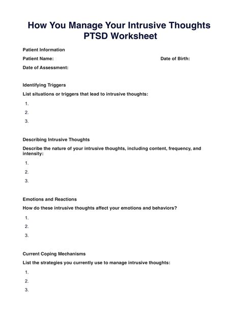 Challenging Intrusive Thoughts Worksheet And Example Free Pdf Download