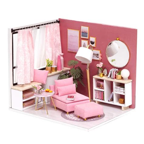 Miniaturowy domek DIY do sklejania składania LED drewniany zestaw