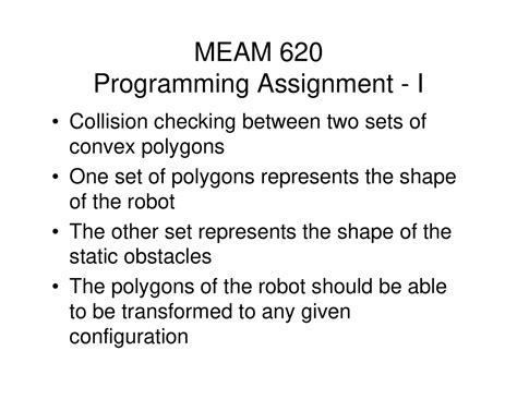 assignment 1 collision checking between two sets of convex polygons meam 620 docsity