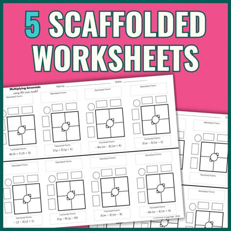 Multiplying Binomials Using The Area Model Visual Algebra Worksheets