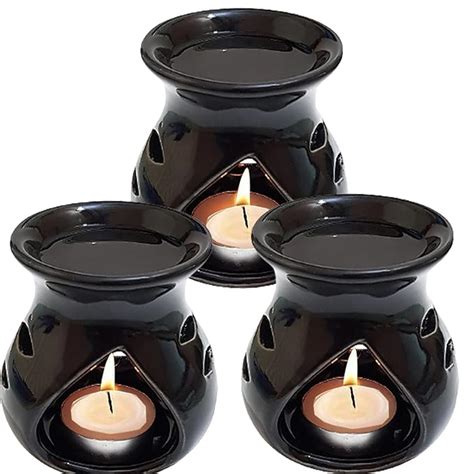 HARIKA Ceramic Clay Candle Operated Aroma Burner Oil Diffuser Lamp For Fragrance Pack Of