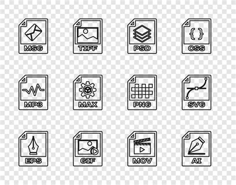 Set Line EPS File Document AI PSD MSG MAX MOV And SVG Icon