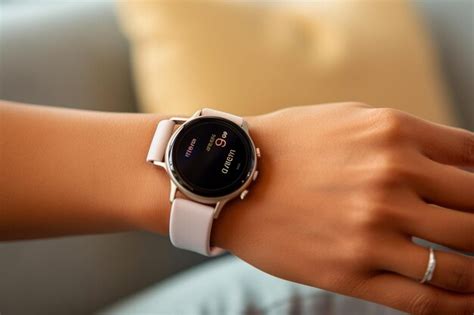Close Up A Female Hands With Smartwatch Premium Ai Generated Image