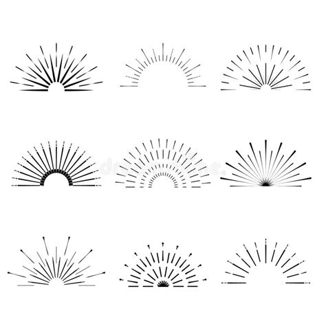Abstract Sun Burst Rays With Border And Frames Vintage Art Vector Set