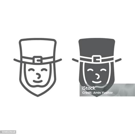 Leprechaun 라인과 문양 아이콘 세인트 패트릭의 날과 휴일 아일랜드어 기호 벡터 그래픽 흰색 배경에 선형 패턴 Eps