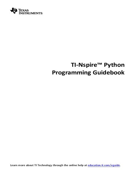 Ti Nspire Python Programming Guidebook En Pdf Python Programming