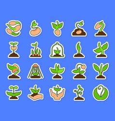 Sprout Flat Icons Plant Orgainc Sapling Set Vector Image
