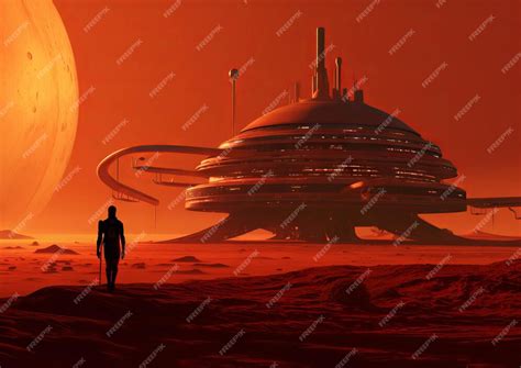 Premium Ai Image Futuristic Space Outpost Wallpaper