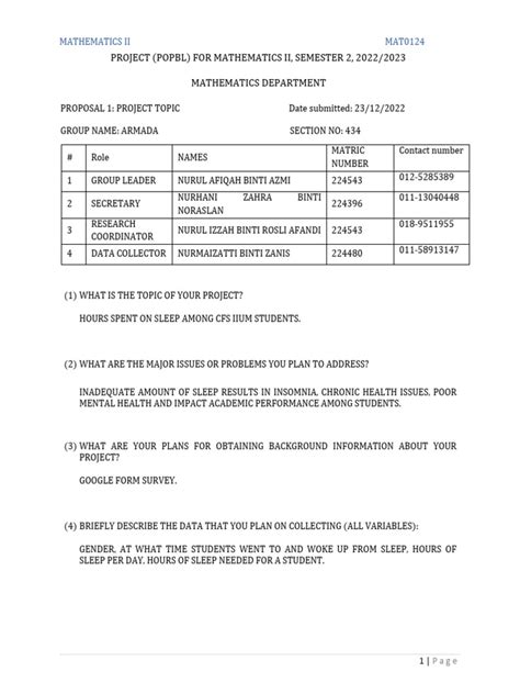 Maths Project 23 Dec Ver Pdf Sleep Science