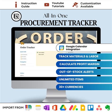 Procurement Tracking Sheet Etsy