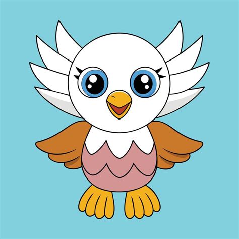 Cute Eagle Illustration Cartoon Clipart And Line Art Design