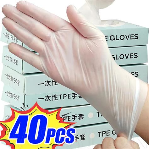40pcspack Tpe Disposable Gloves Latex Free Food Safe Gloves