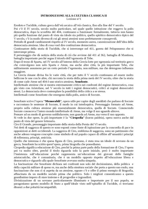 Introduzione Alla Cultura Classica Ii Docsity