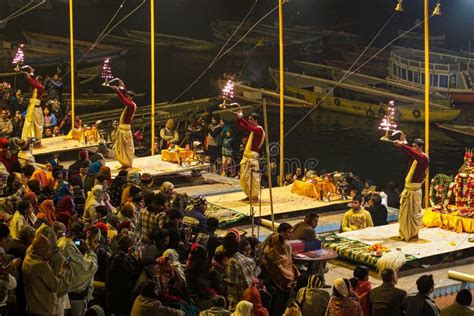 Varanasi India Dec 25 2019 Ganga Aarti On The Dashashwamedh Ghat