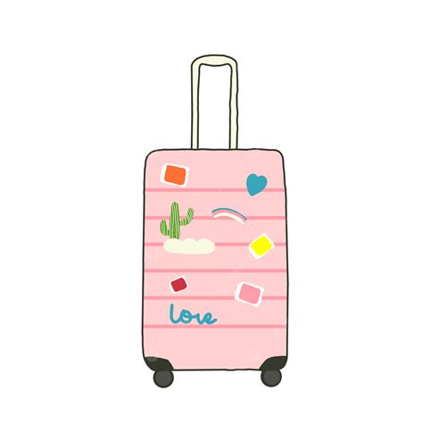Pink Suitcase With Random Stickers Suitcase Clipart Cute Suitcase