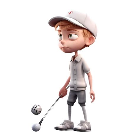 Premium Ai Image 3d Render Of A Little Boy Playing Golf With A Golf Club