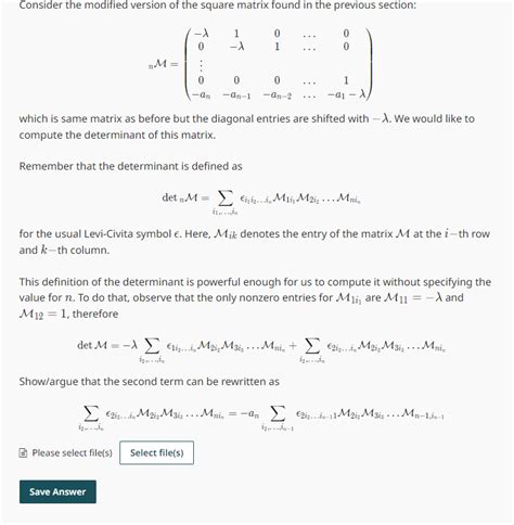 Solved Consider The Modified Version Of The Square Matrix Chegg