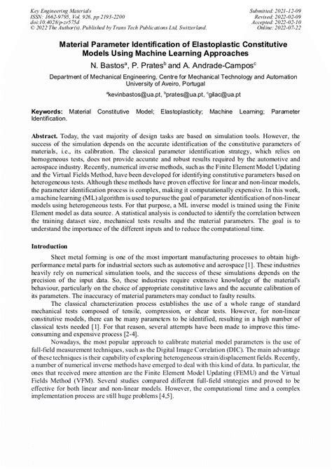 Material Parameter Identification Of Elastoplastic Constitutive Models