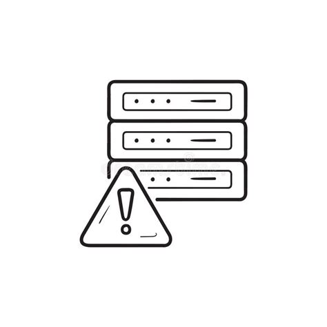 Server With Error Exclamation Sign Hand Drawn Outline Doodle Icon Stock Vector Illustration