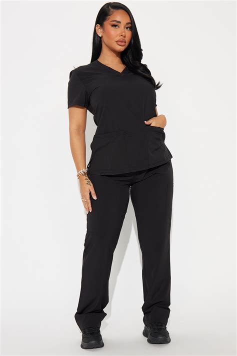 On Call Stretch Uniform Scrub Set Black Fashion Nova