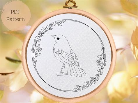 Hand Embroidery Design Bird Embroidery Pattern Pdf Pattern