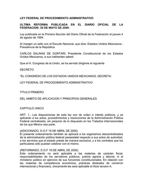 Ley Federal De Procedimiento Administrativo