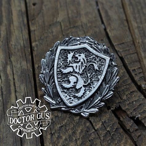 Lion Heraldic Badge Heraldry Cosplay Pin Handcrafted Pewter Accessories