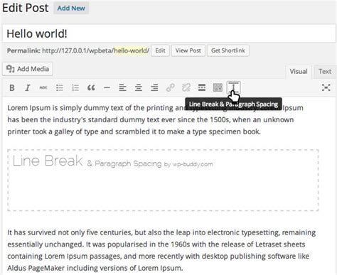 how to add line paragraph text spacing in wordpress blog
