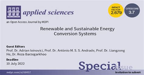 Applied Sciences Special Issue Renewable And Sustainable Energy