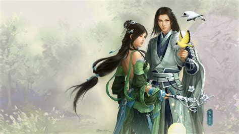 Luminos Pasare Man Fantasy Green Bird Girl Dtjun Couple