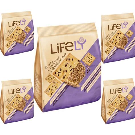 Крекер с кунжутом и семенами льна LifeLY (5 упаковок по 180 гр )Яшкино ...