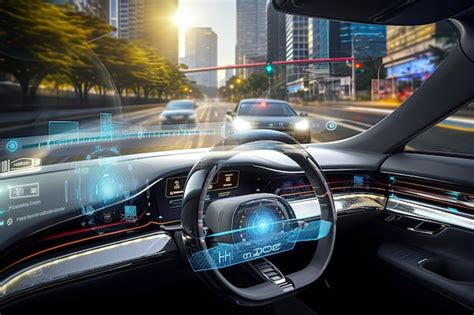 Premium Ai Image Modern Smart Car Technology Intelligent System Using Heads Up Display Hud