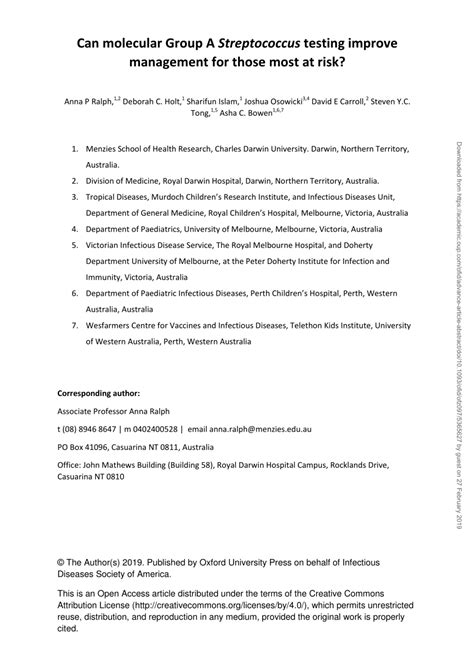 Pdf Can Molecular Group A Streptococcus Testing Improve Management