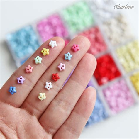 6mm Tiny Star Shape 2 Hole Buttons In 16 Colors Micro Mini Buttons Perfect For Doll Clothes