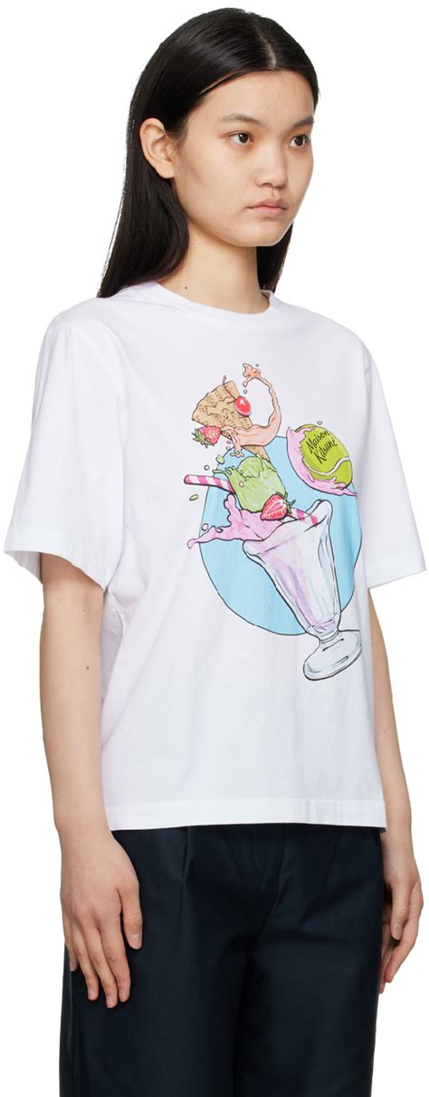 Maison Kitsuné White Hotel Olympia Edition Ice Cream Splash T Shirt